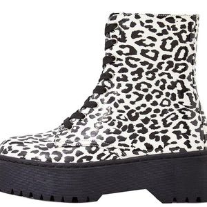 Shoes | White Leopard Combat Boot | Poshmark